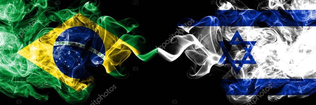 Brasil vs Israel, banderas de humo israelíes colocadas lado a lado ...