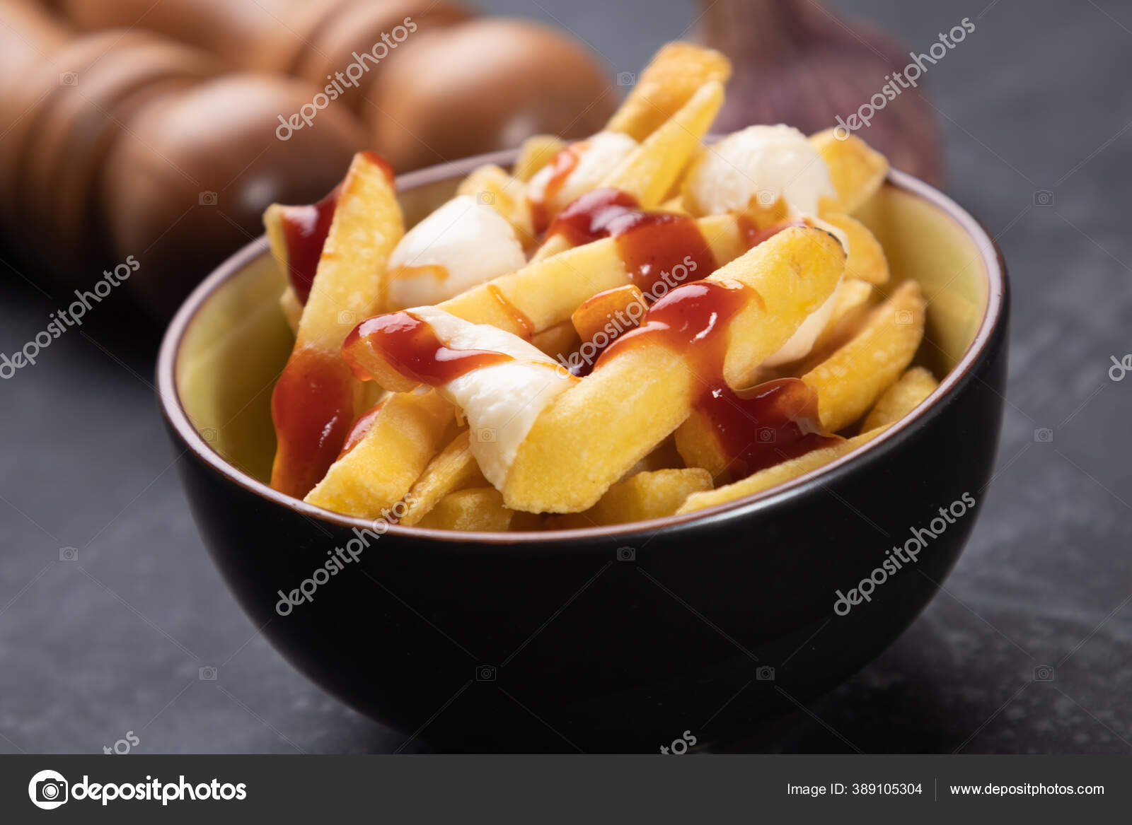 Canadian Poutine Fried Potato Chips Cheese Gravy Sauce Stock Photo by ...