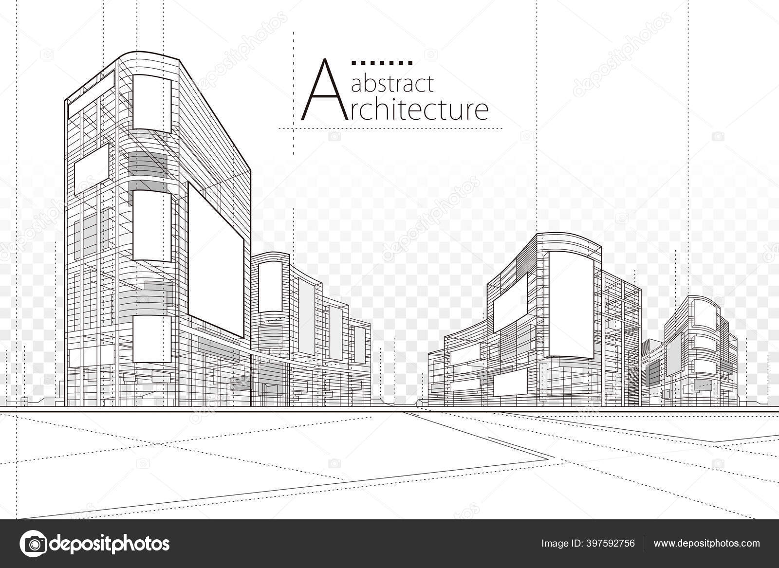 Architecture Building Construction Perspective Design Abstract Modern ...