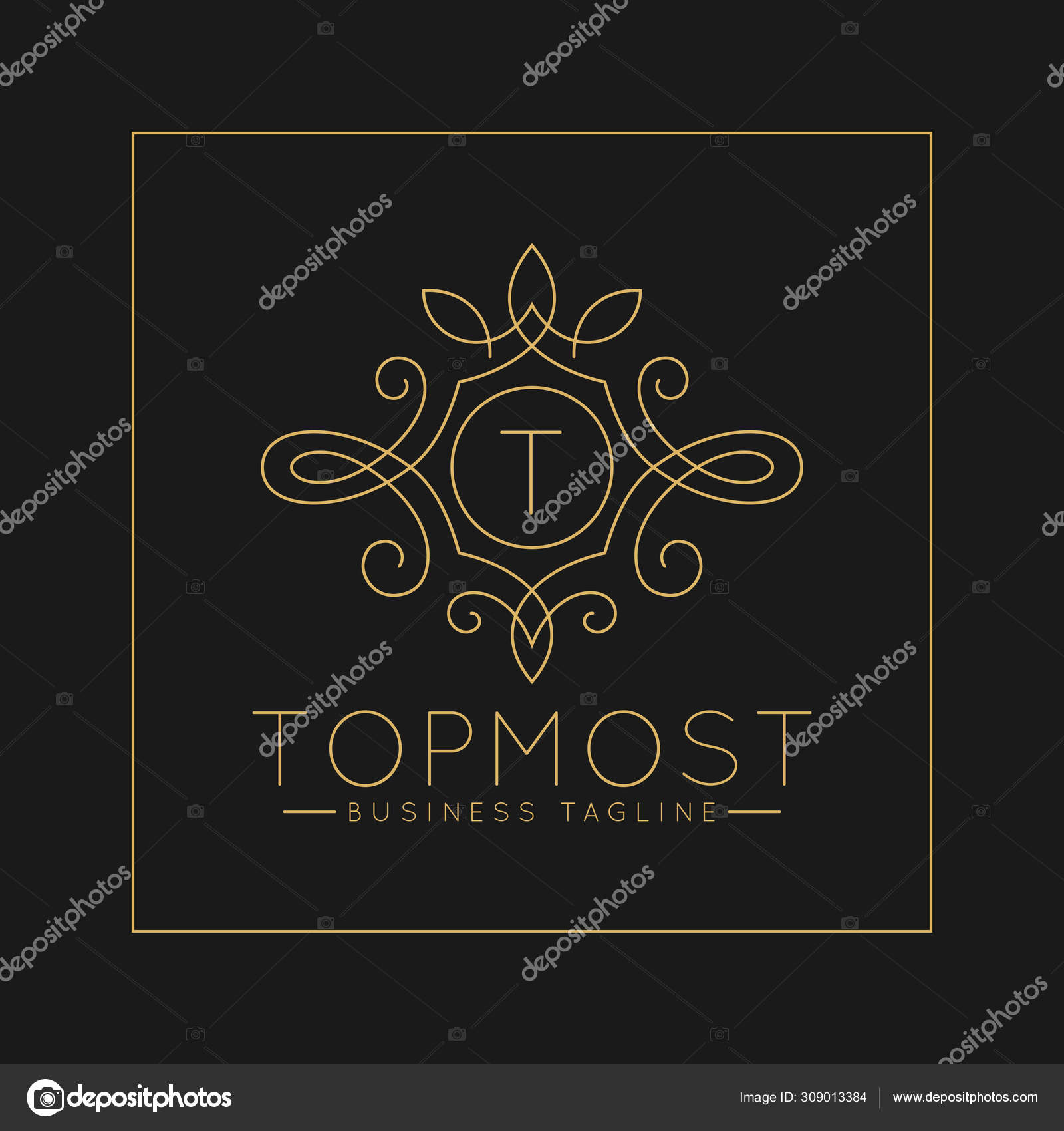 Lujoso logotipo de la letra T con estilo clásico ornamento de arte de ...