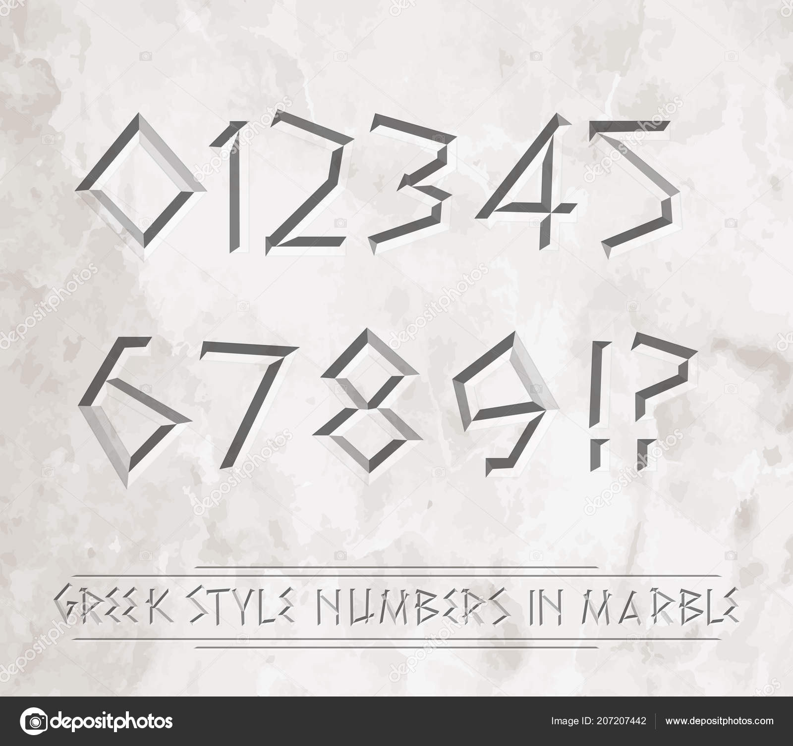 Ancient Greek Digits Chiseled Marble Can Placed Different Backgrounds ...