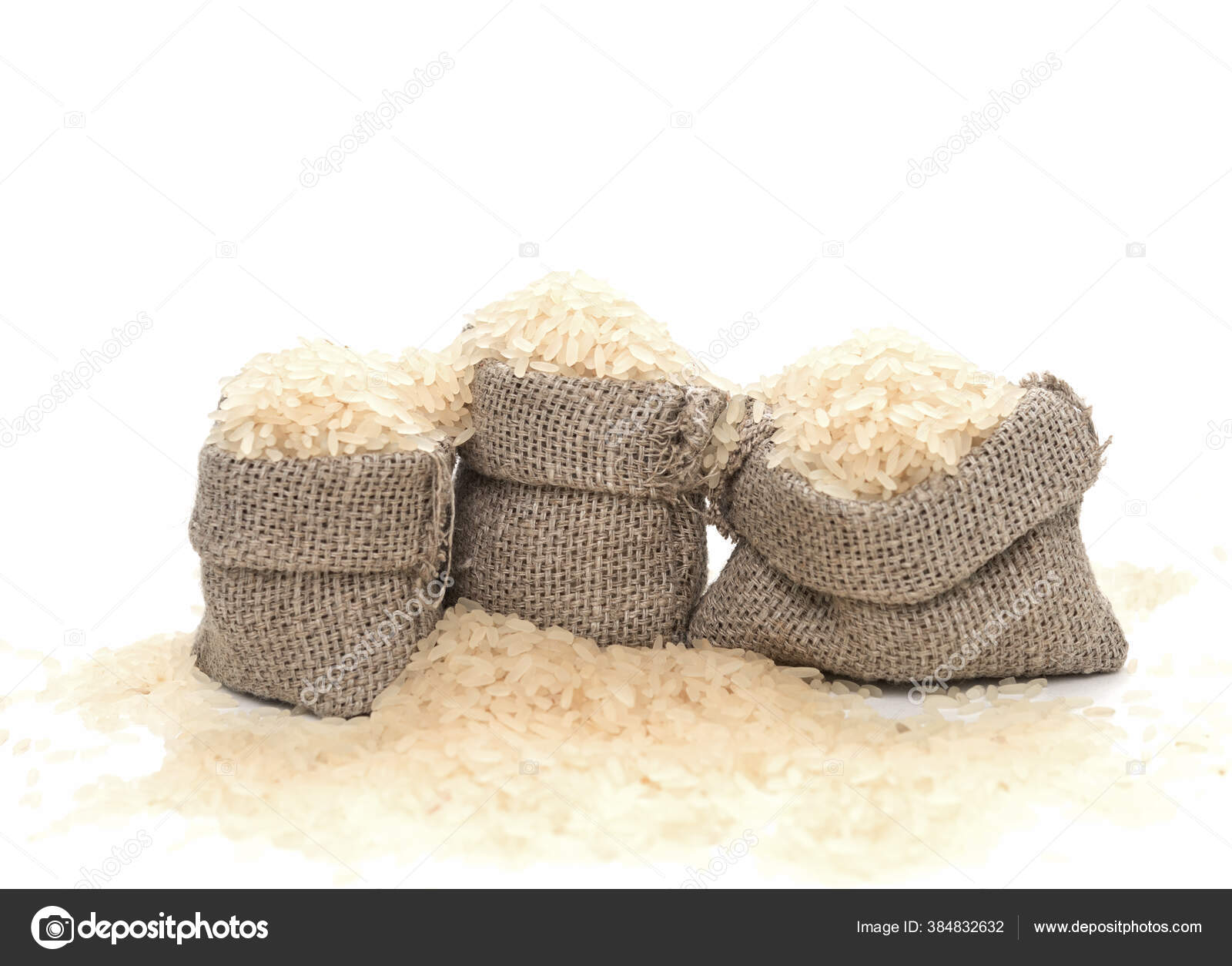 Raw Rice Sacks Isolated White Background — Stock Photo © ruslanchik ...