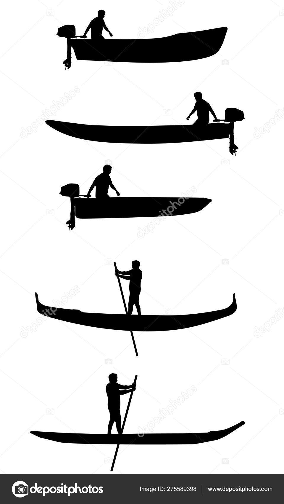 Conjunto de botes vector siluetas vector, gráfico vectorial © Slobelix ...