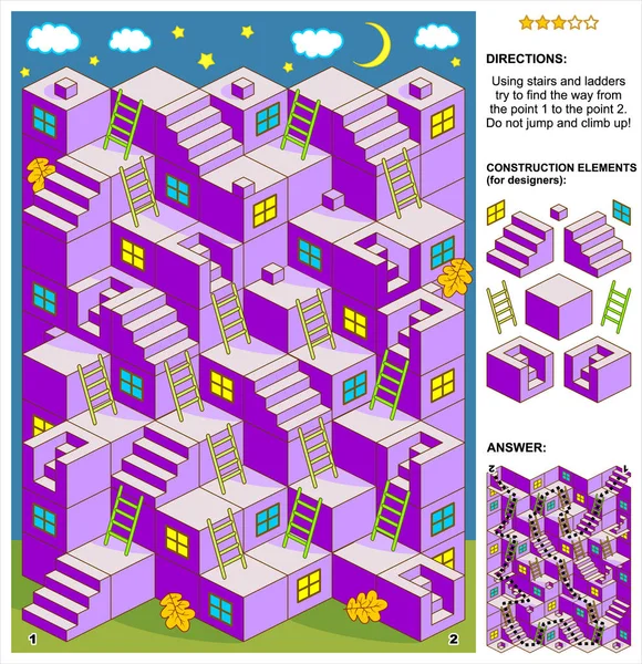 3d maze game with stairs and ladders — Stock Vector © ratselmeister ...