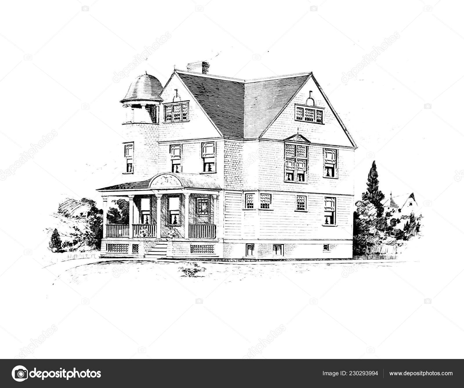 Old Gabled House Drawing