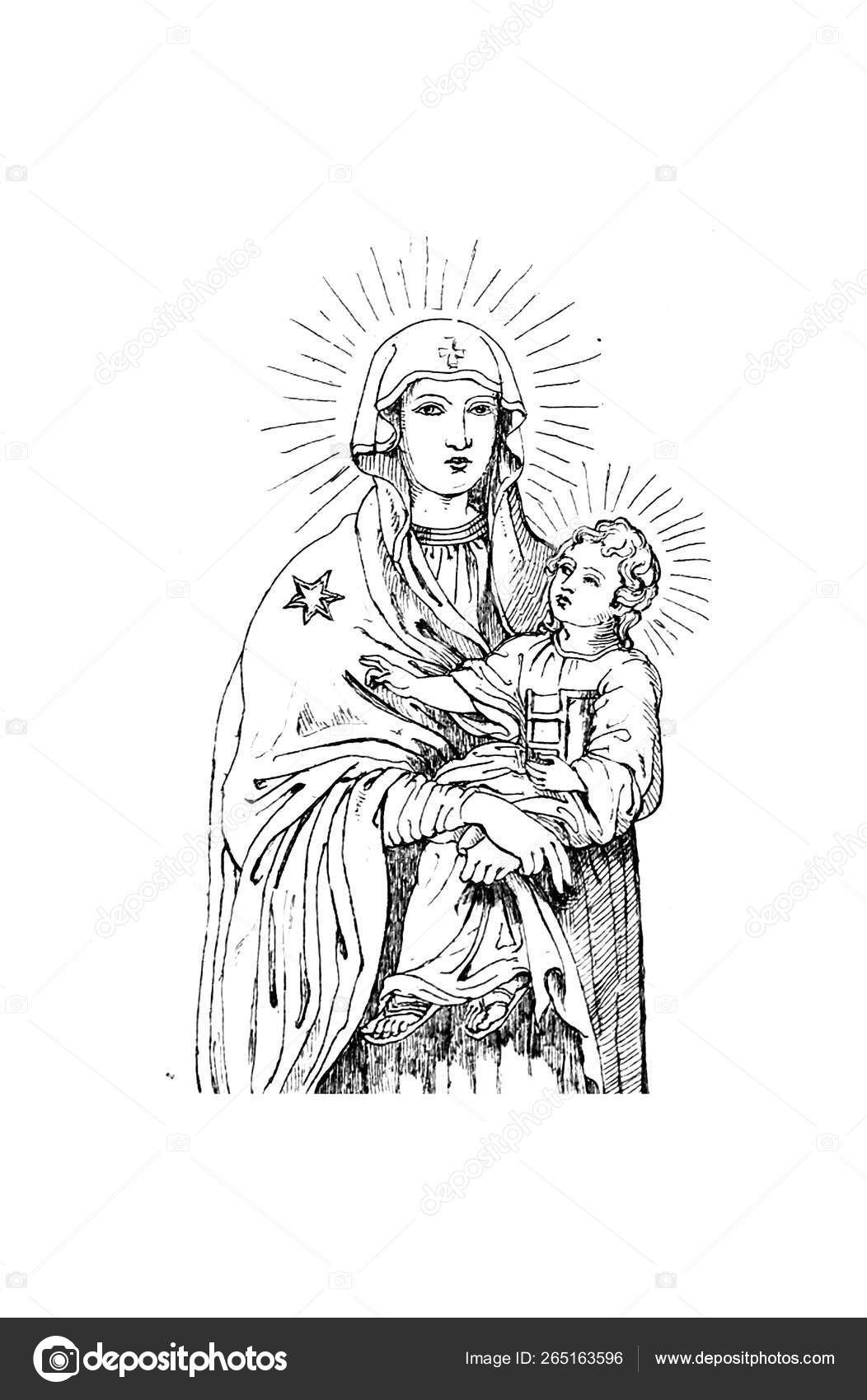 Virgin Mary Old Illustration Stock Illustration by ©ruskpp #265163596