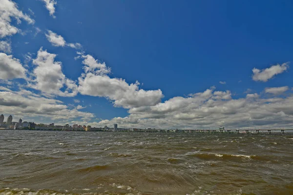 Beautiful river landscapes of one of the largest rivers in Europe. The ...