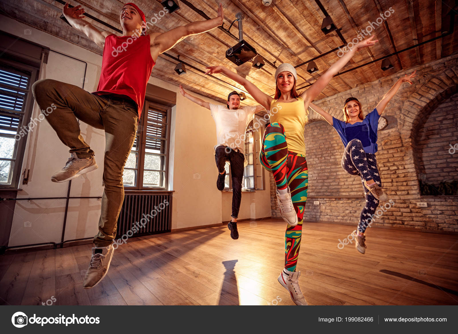 Group Professional Dancer Training Modern Dances Studio Stock Photo by ...