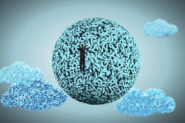 3D man pushing big data ball. 3D illustration. Stock Photo by ©bruesw ...