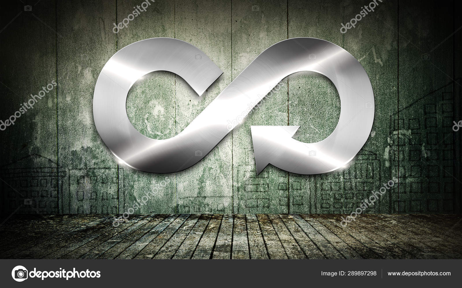 Circular economy. Silver sheet metal in arrow infinity recycling Stock ...