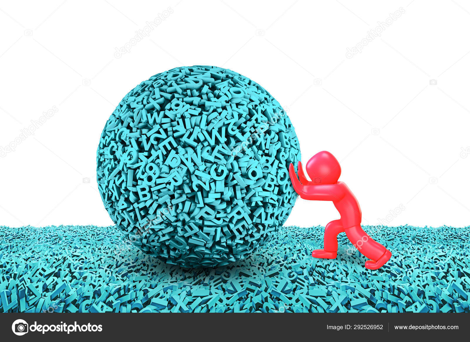 3D man pushing big data ball. 3D illustration. Stock Photo by ©bruesw ...
