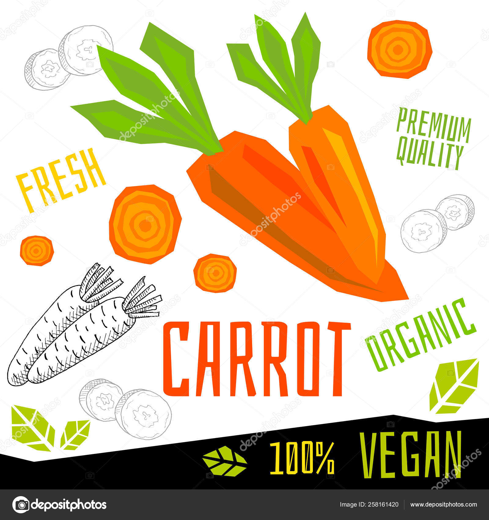 Carrot icon label fresh organic vegetable, vegetables nuts herbs spice ...