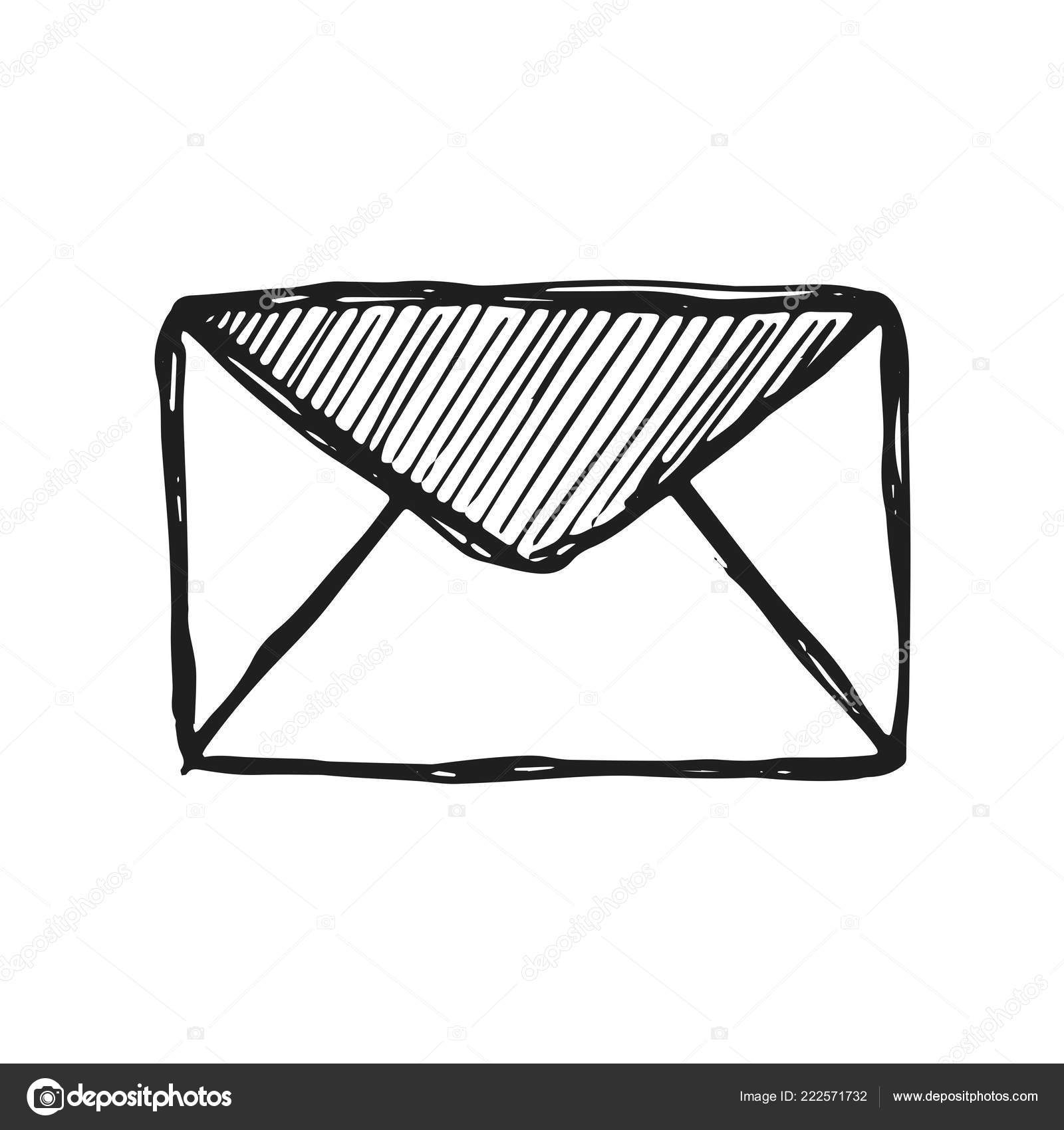 Sobre Correo Icono Vector Bosquejo Dibujo Aislado Mano Vector de stock ...
