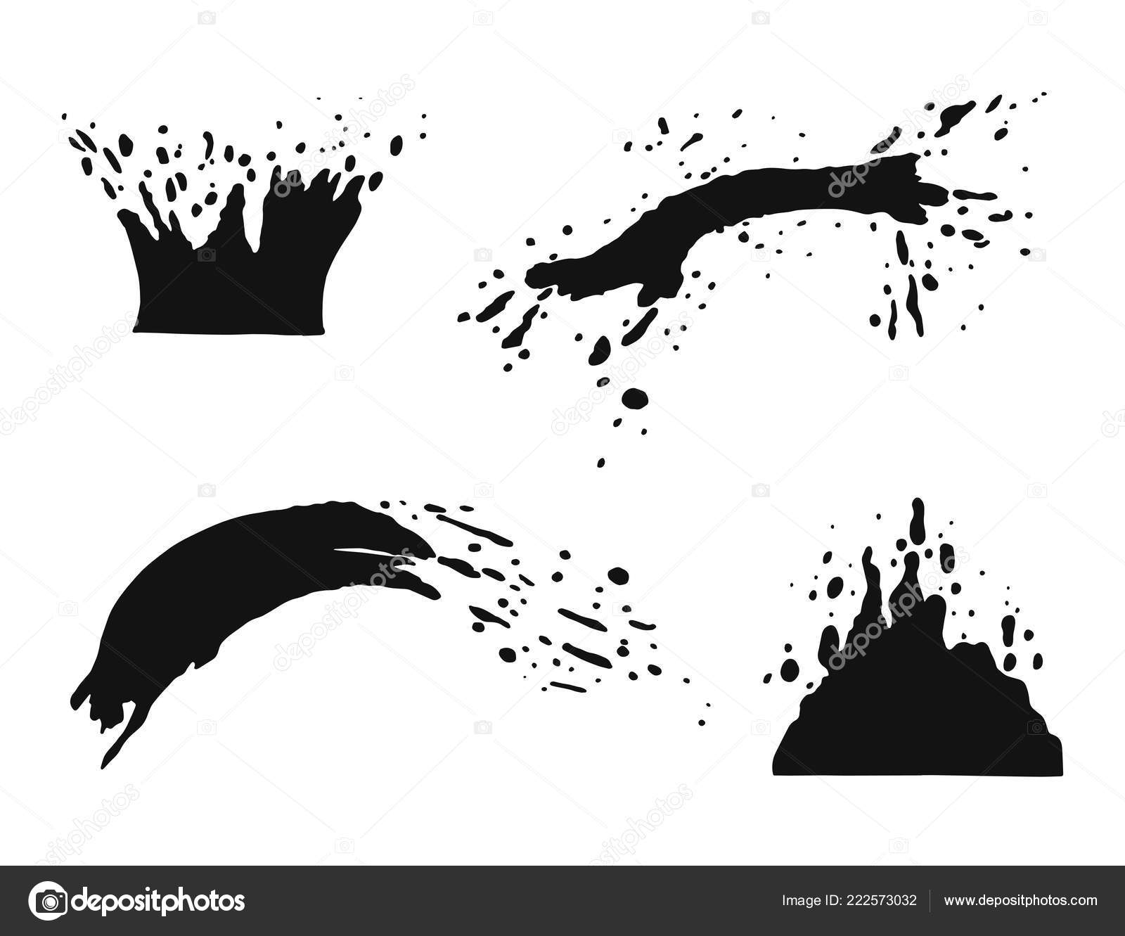 Water Splatter Vector Silhouette Isolated Jet Droplets Fly Stock Vector ...