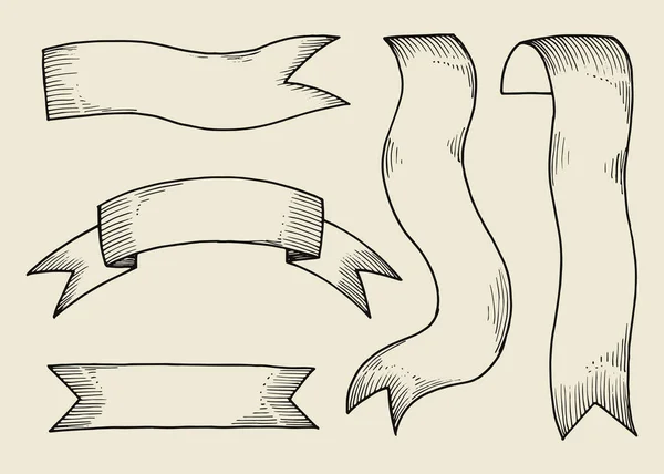 Set Thin Ribbons Isolated White Background Vector Illustration Stock ...