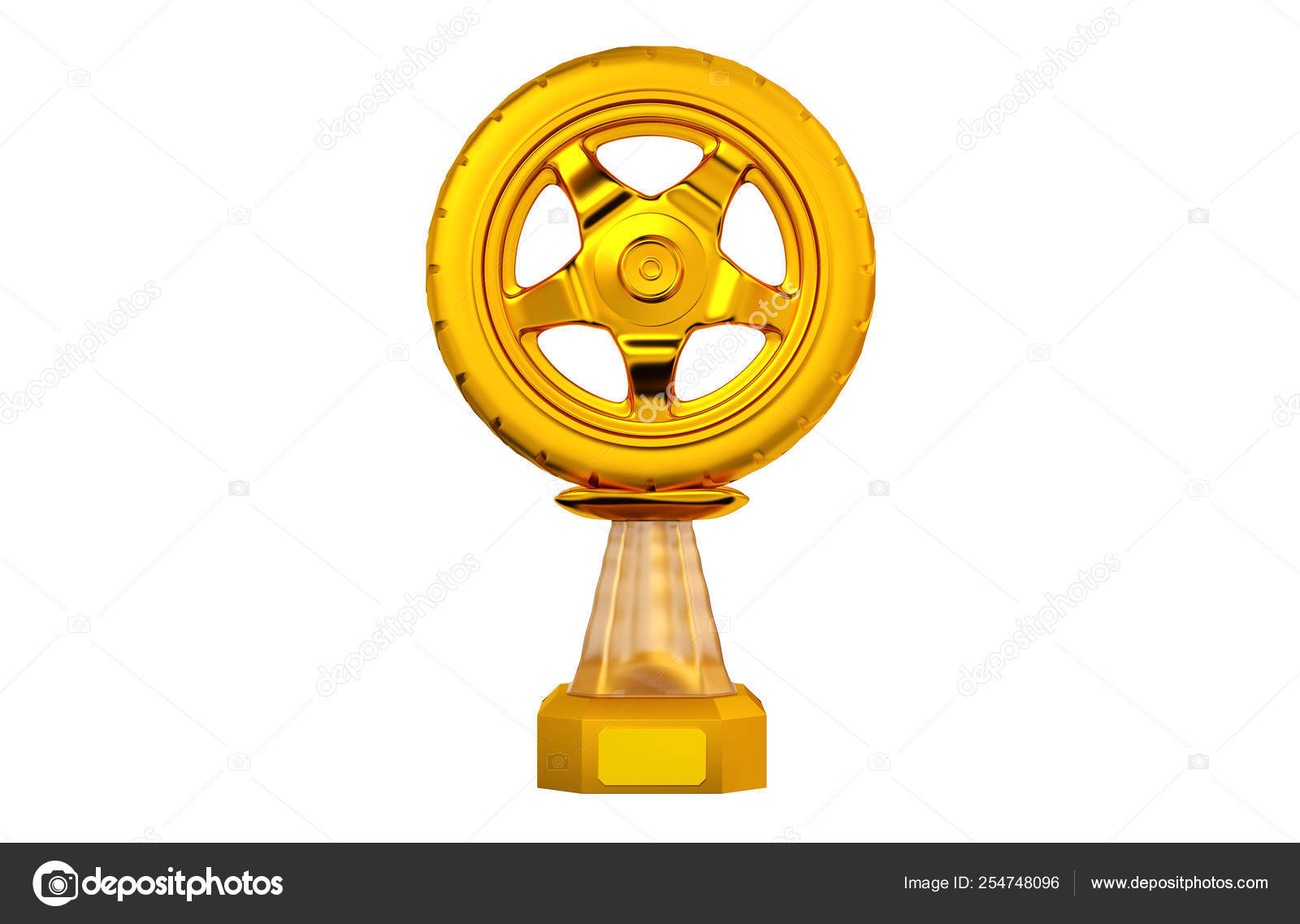 Front view of Sport Wheel Gold Trophy Stock Photo by ©shkyo30 254748096