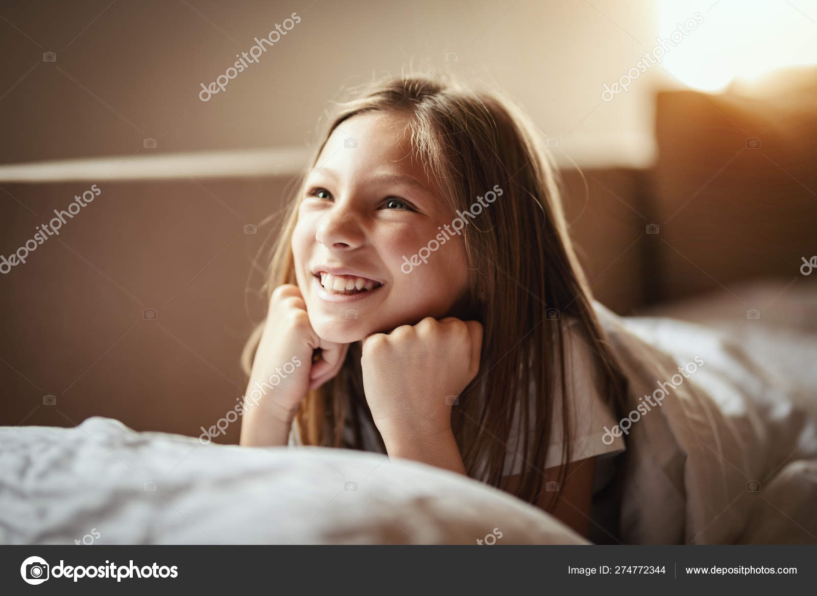 Happy Little Girl Lying Bed Morning Stock Photo by ©MilanMarkovic 274772344 Happy Little Girl Lying Bed Morning Stock Photo by ©MilanMarkovic 274772344