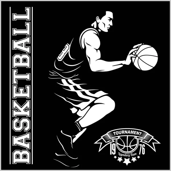 Basketball player. Vector stock illustration and labels, isolated on ...