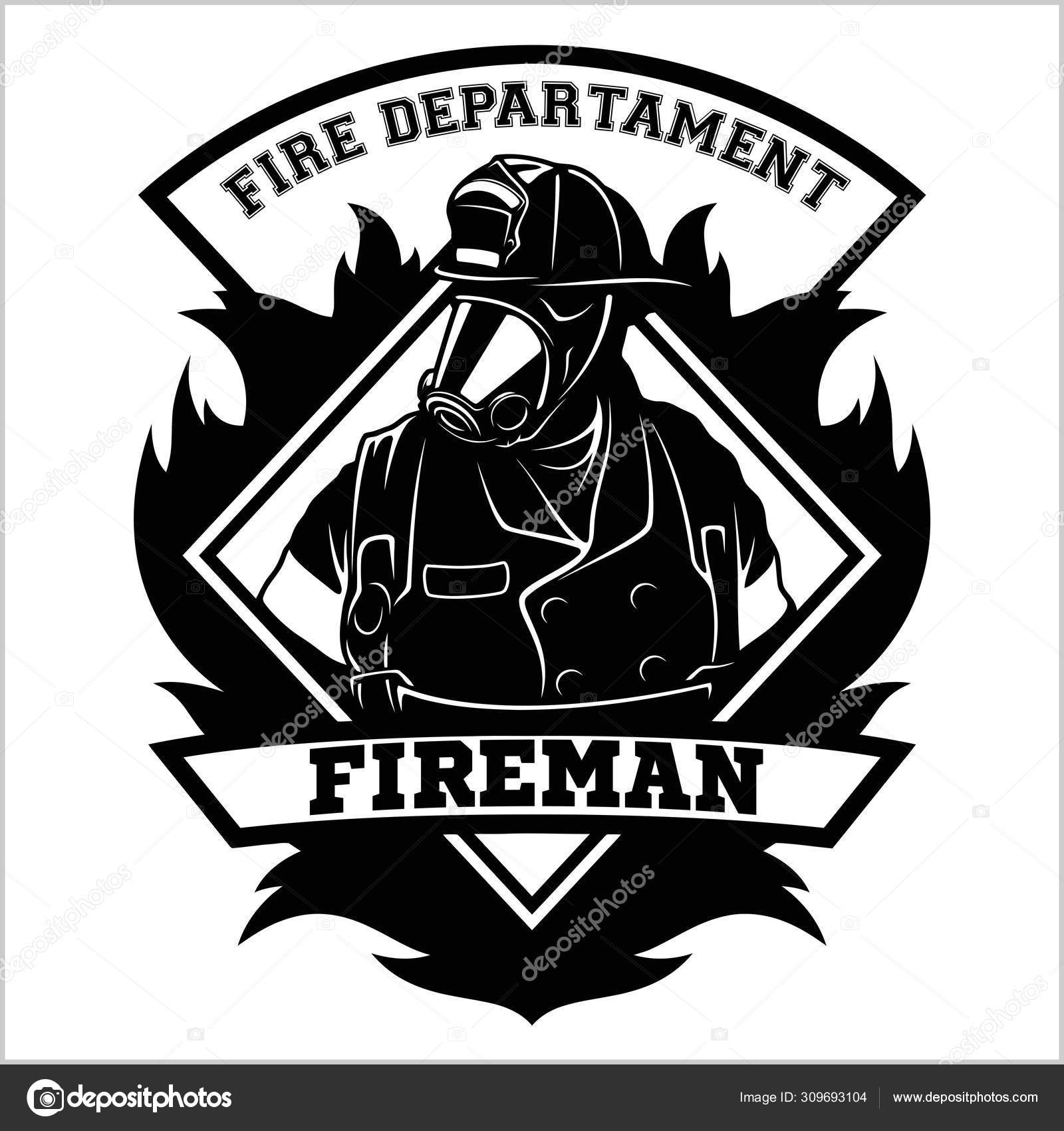 Fire department emblem - badge, logo on white background - vector ...