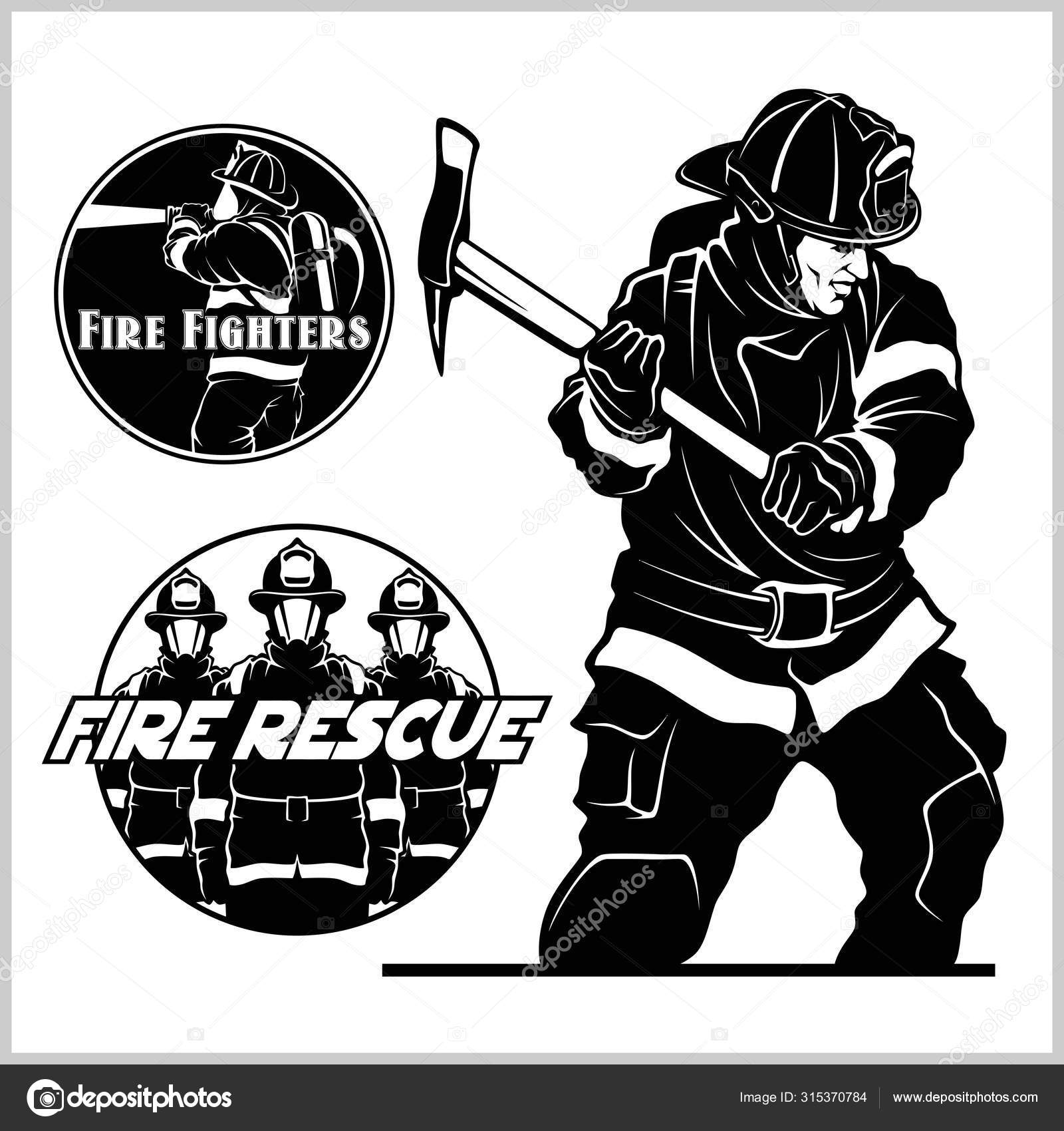 Fire department vector set - fireman s and emblems - badges, elements ...