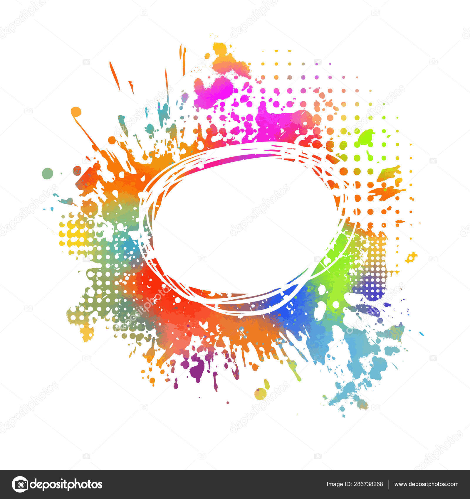 Rainbow Paint Splatter Border