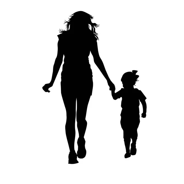 The Multicolored Silhouette Of Mom And Daughter Vector Illustration