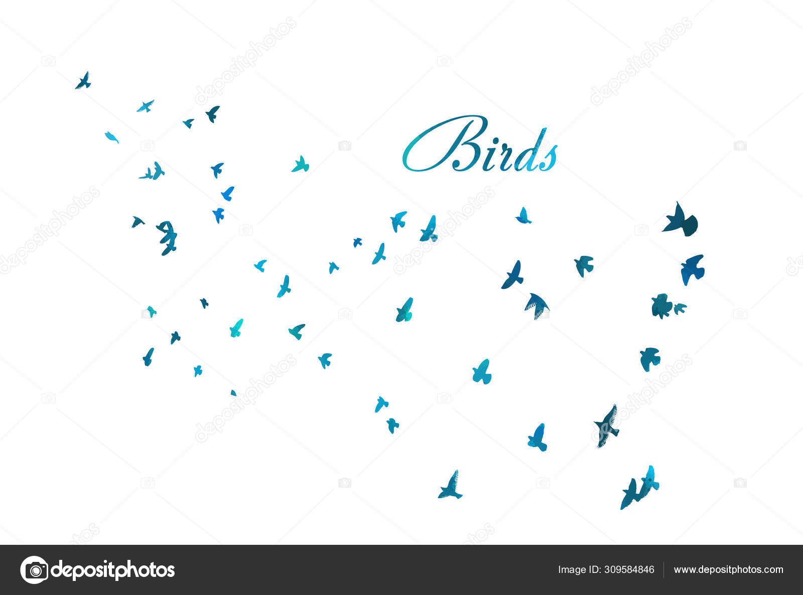A flock of flying blue birds. Vector illustration Stock Vector Image by ...