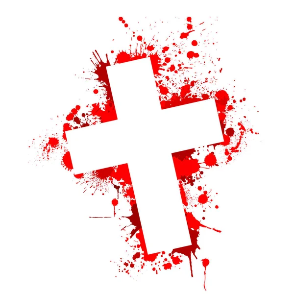 Red bloody cross. Cross made of Red blots. Happy easter. Vector ...