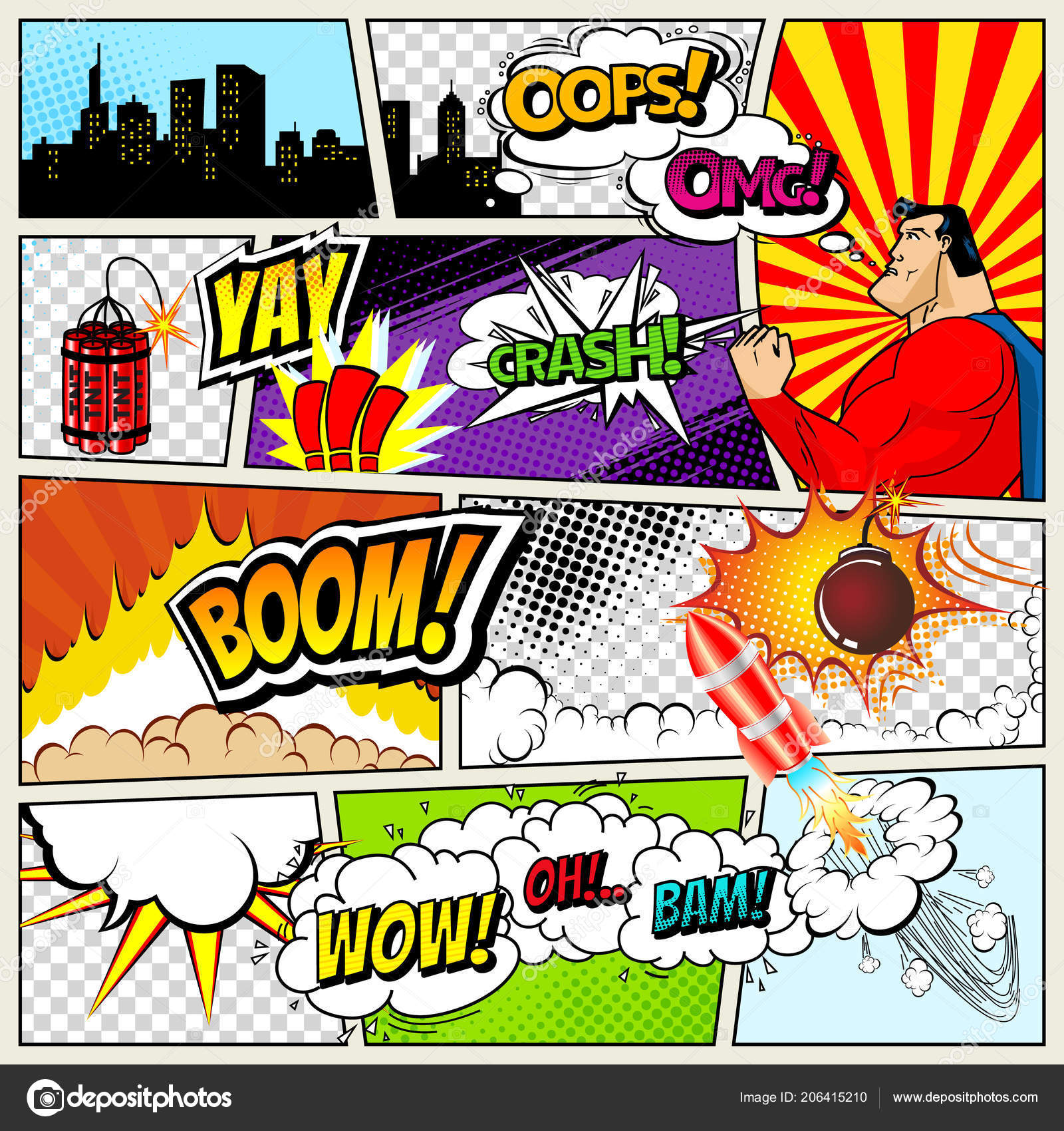 Superhero Comic Strip Boom