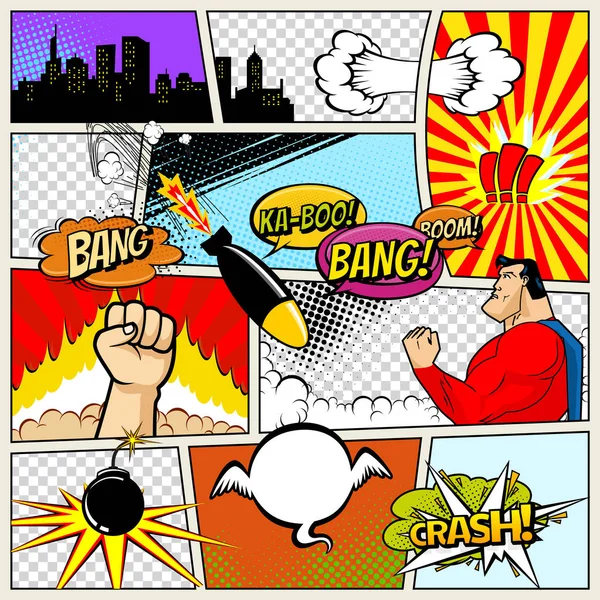 Vector Retro Comic Book Speech Bubbles Illustration. Mock-up of Comic ...