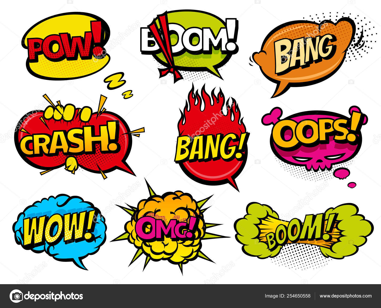 Comic book sound effect speech bubbles, expressions. Collection vector ...