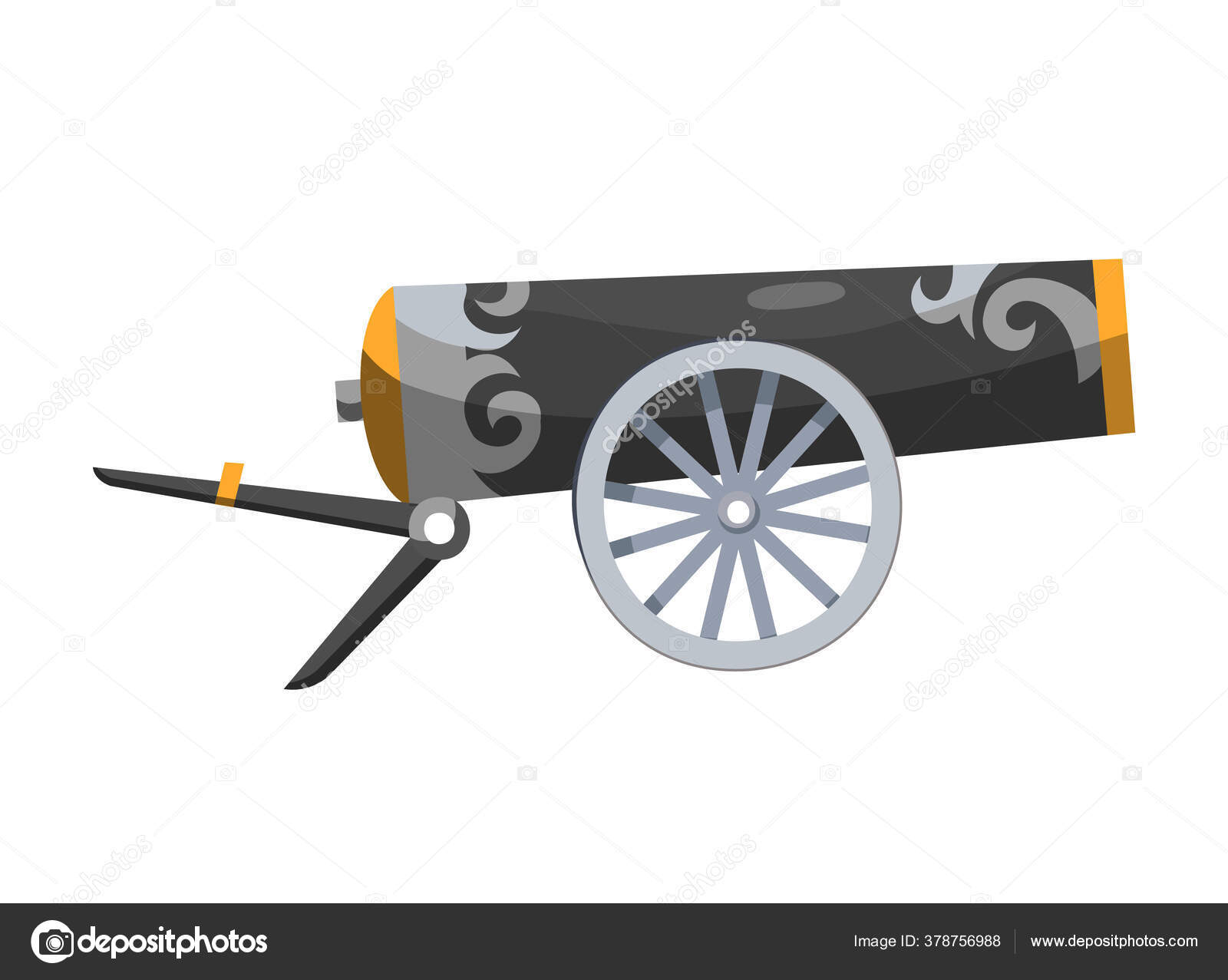 Antique pirate cannon. Vintage gun. Color image of medieval cannon for ...