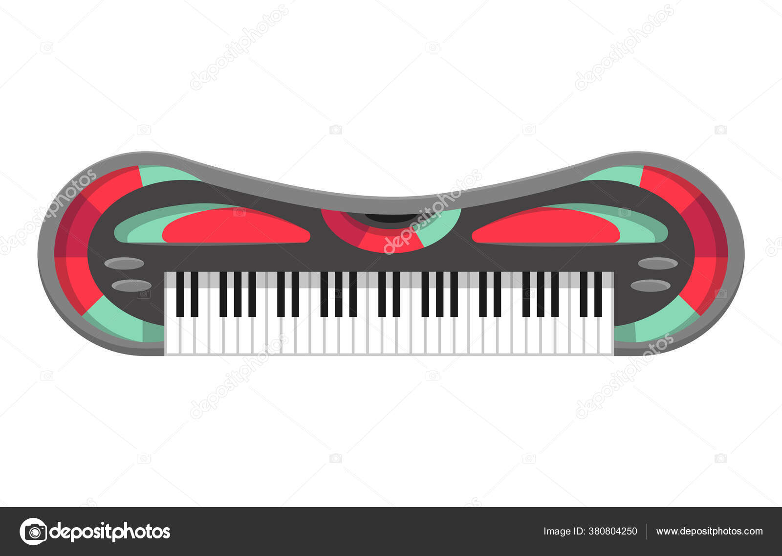 Musical Keyboard instrument. Isolated image of a styled color keyboard ...