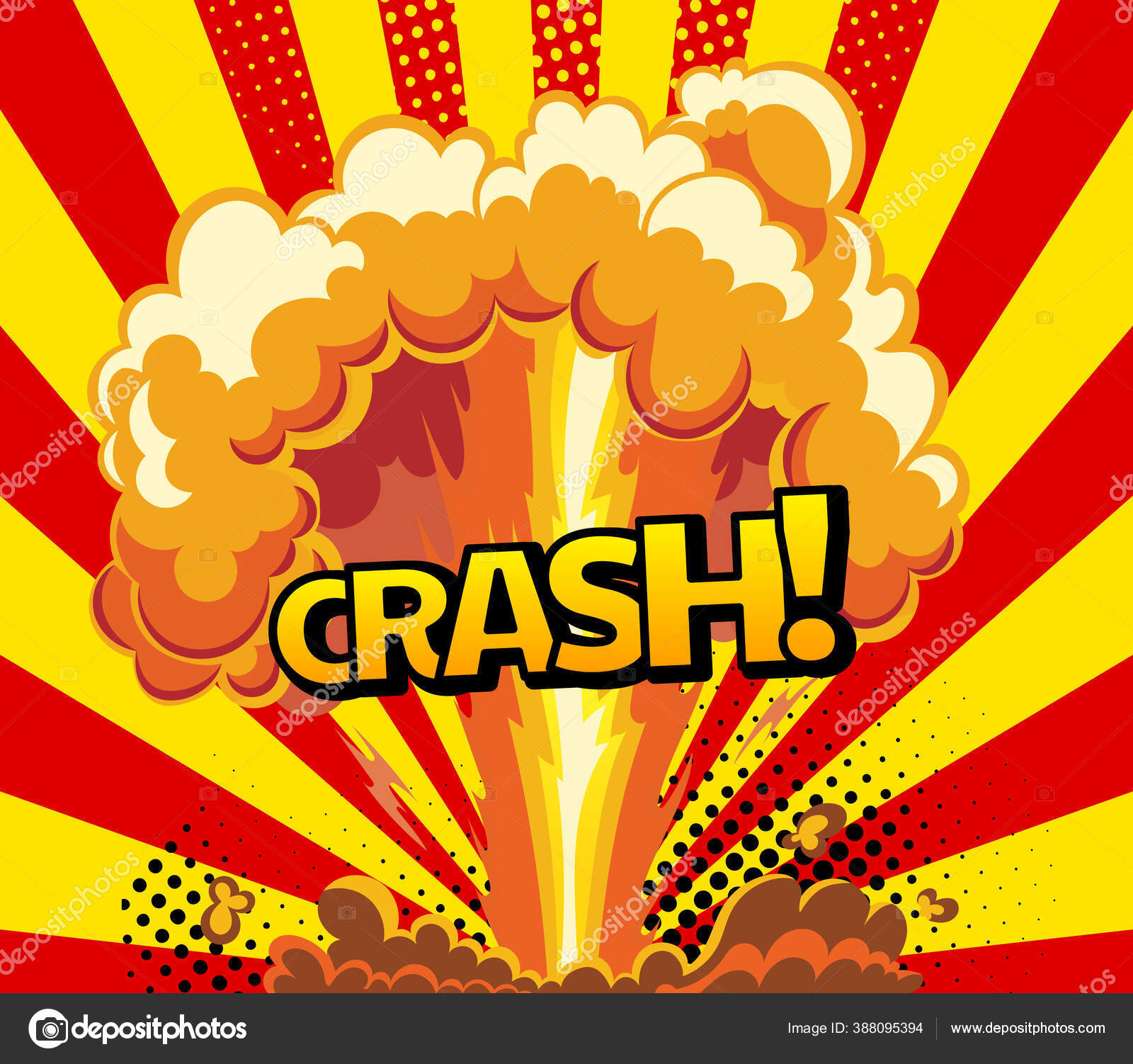 Cartoon explosion effect with smoke. Colorful funny banner in comics ...