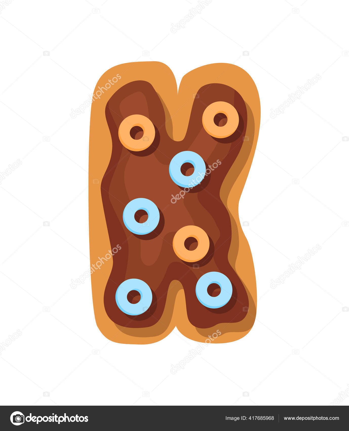 Cartoon cookies font. Confectioners stylized capital letter K. Vector ...