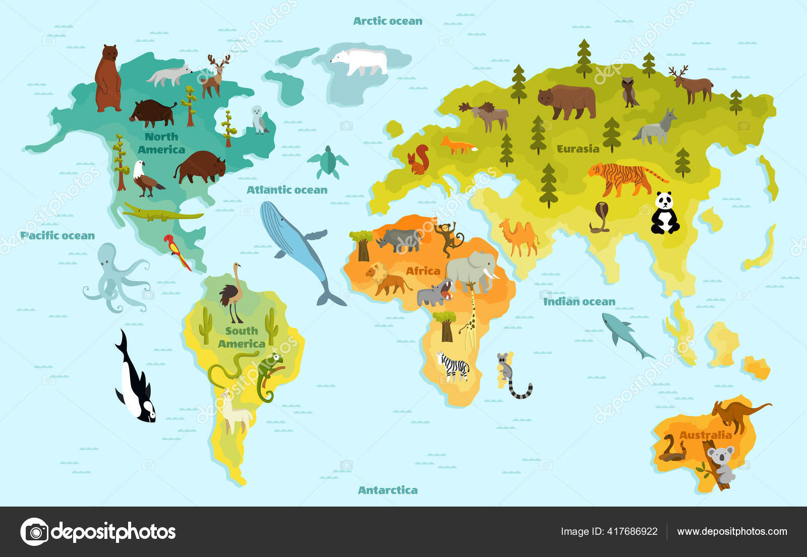World Map Continents For Kids