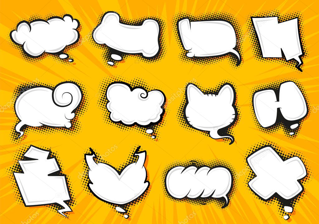 Colecci n de burbujas de voz de estilo c mico. Globos de habla y elementos listos. Elementos de ...