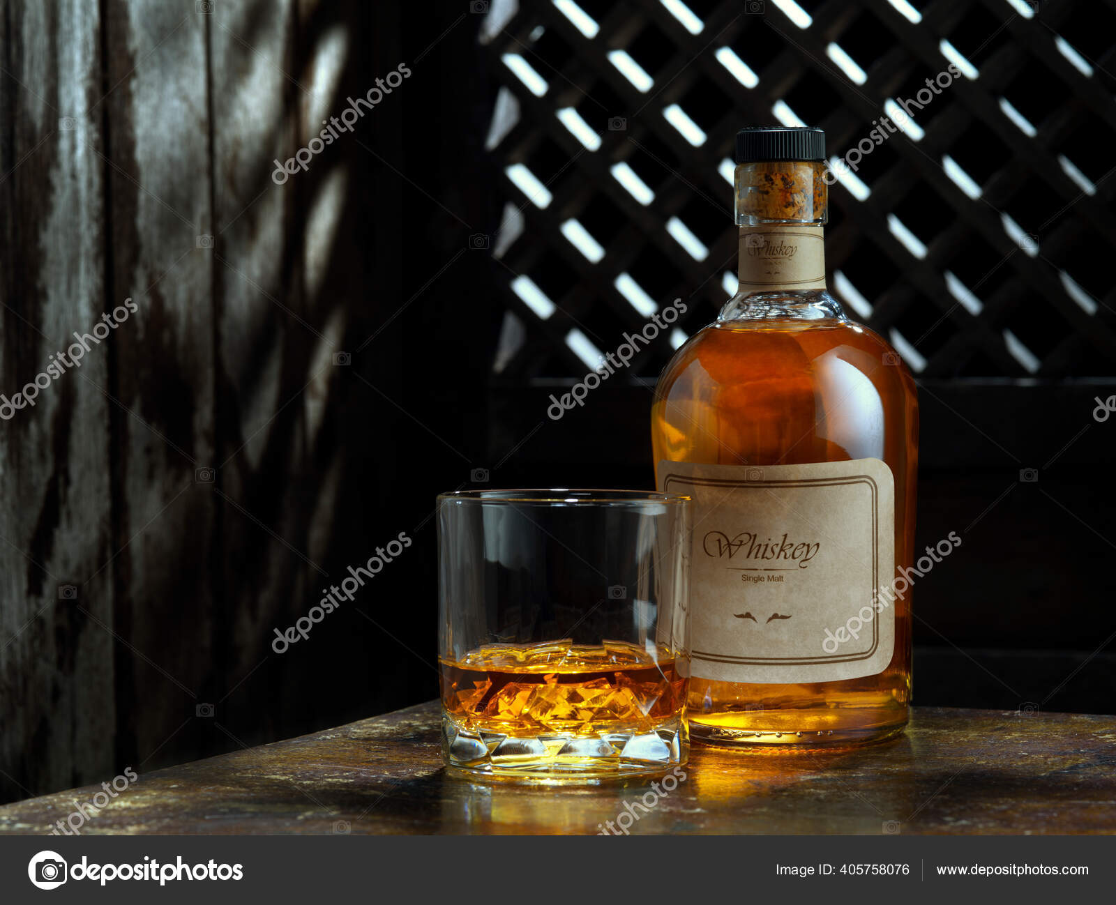 Logos Trademarks Self Made Labels Close View Bottle Whiskey Glass Stock ...