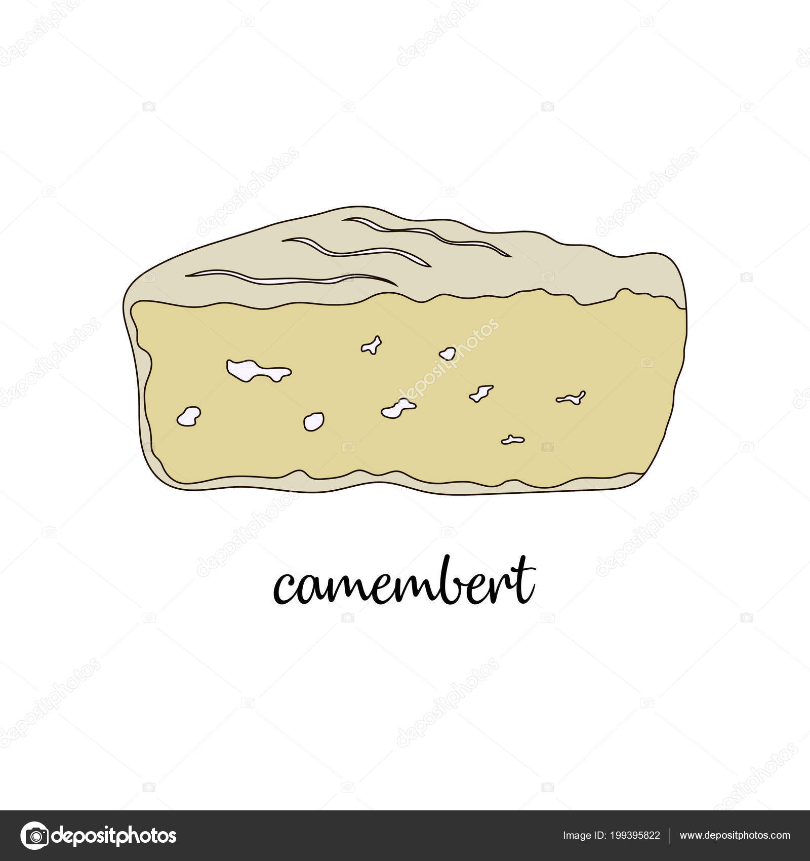 Piece Cheese Texture White Background Piece Cartoon Camembert Isolated ...