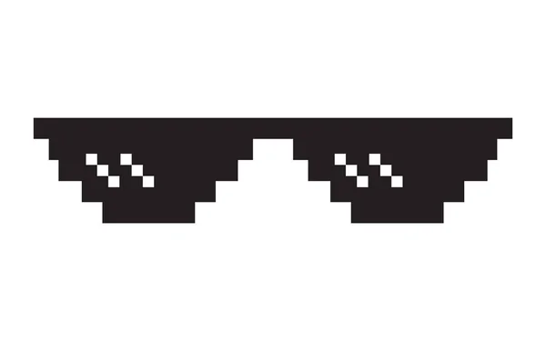 Pixel glasses in boss style. Black sunglass in 8 bit. Eyeglass meme in ...