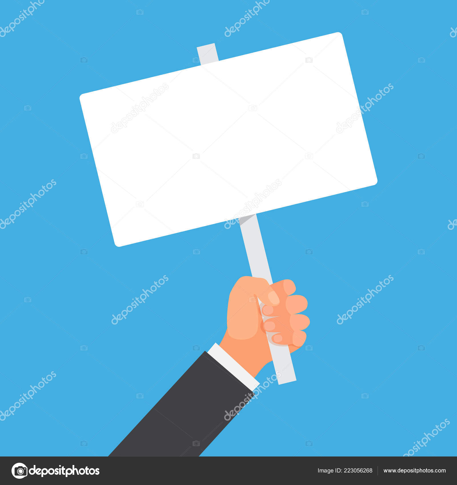 Hand Holding Blank Placard Empty Space Text Poster Empty Protest Stock