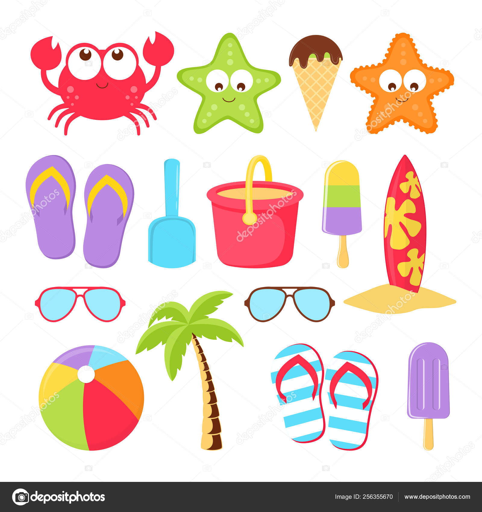 Summer elements set isolated on white Stock Illustration by ©Makc76 ...