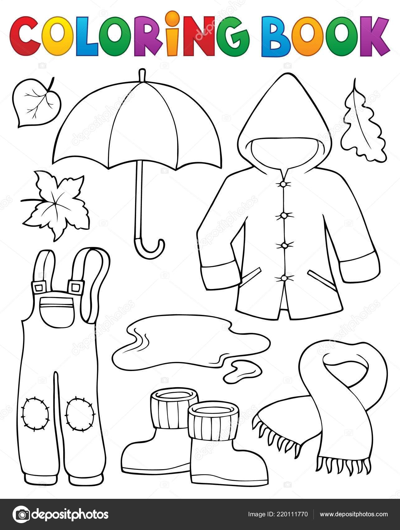 Coloring Book Autumn Objects Set Eps10 Vector Illustration Stock Vector