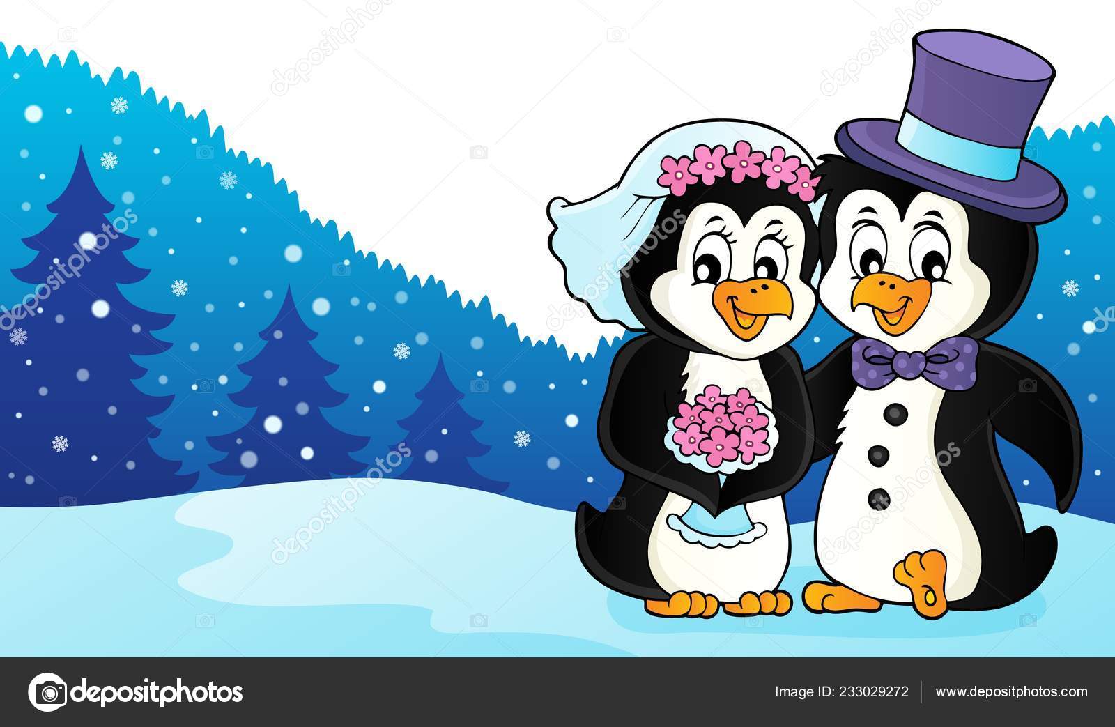 Penguin Wedding Theme Image Eps10 Vector Illustration Stock Vector by ...