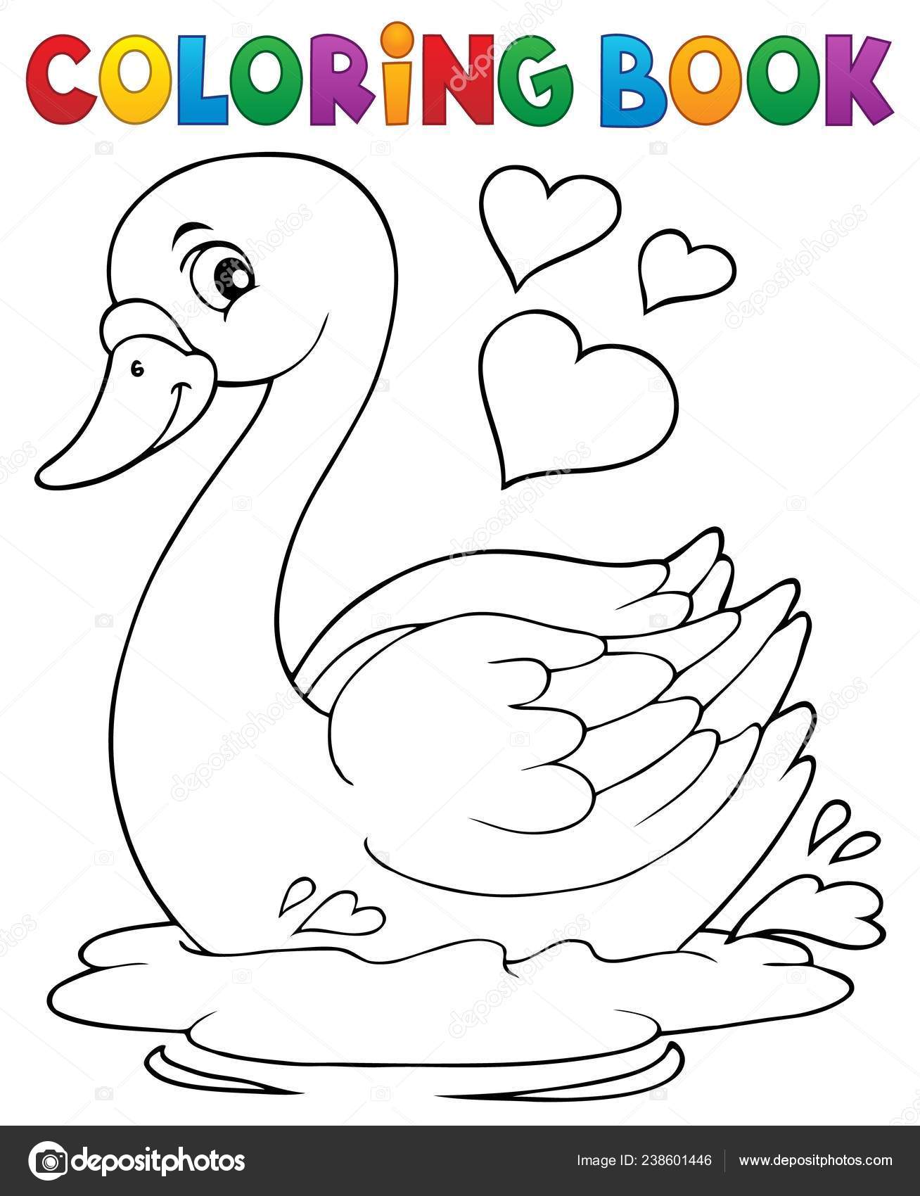 Buku Mewarnai Tema Valentine Angsa Ilustrasi Vektor Eps10 Vektor Stok ...