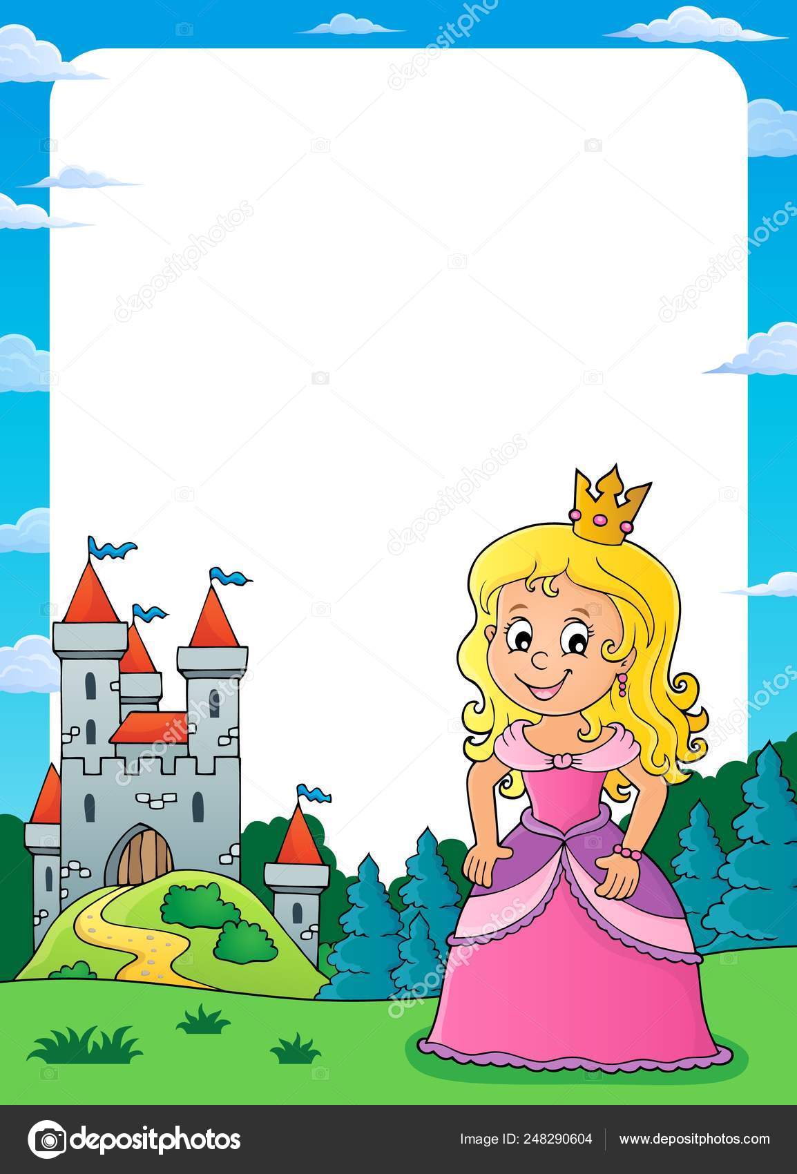 Princess and castle theme frame 2 Stock Vector by ©clairev #248290604