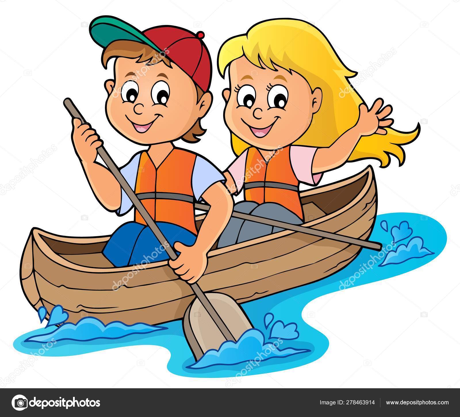 Girl Row Boat Clipart