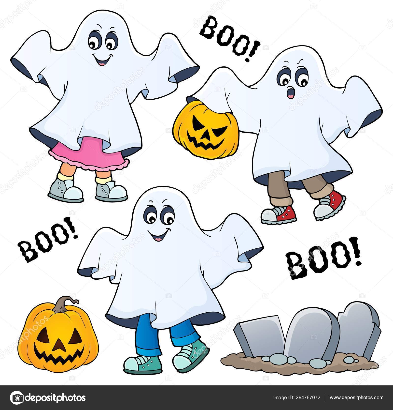 Kids in ghost costumes theme image 1 Stock Vector Image by ©clairev ...