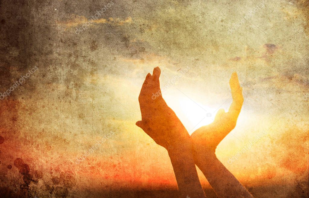 Hands holding the sun at dawn — Stock Photo © massonforstock #198668014