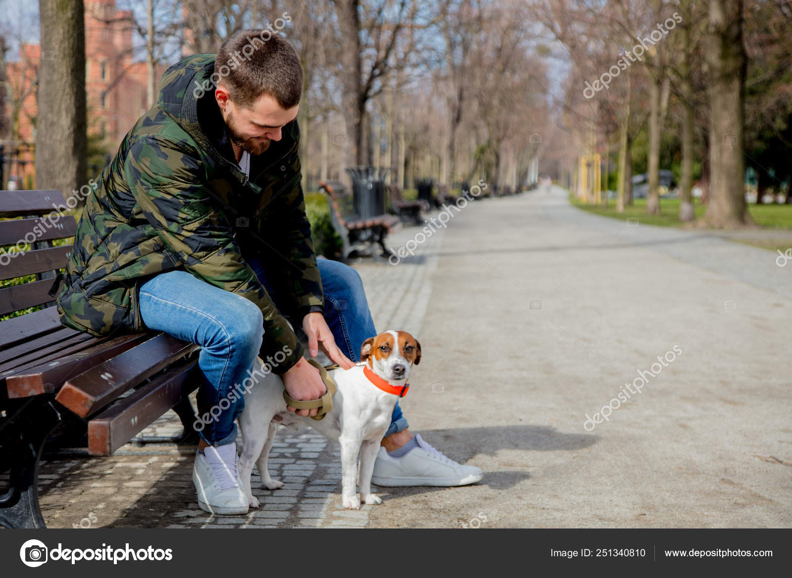 Young man with his dog, Jack Russell Terrier, — Stock Photo ...